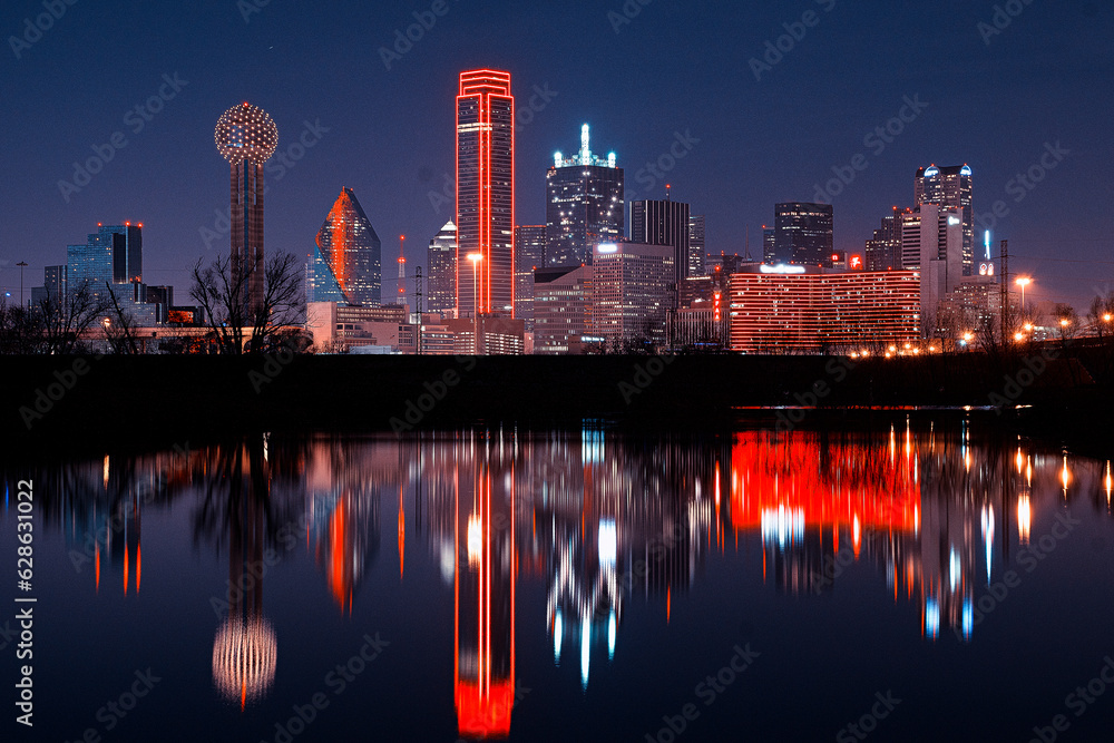 Dallas city skyline at night Stock Photo | Adobe Stock
