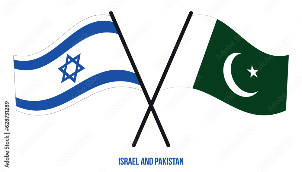 Israel and Pakistan Flags Crossed And Waving Flat Style. Official ...