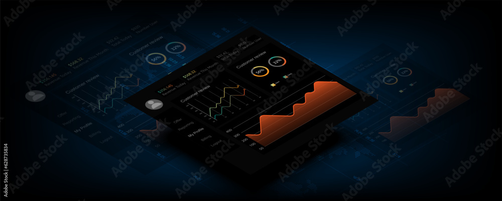 Abstract background image, infographic dashboard template with graph ...