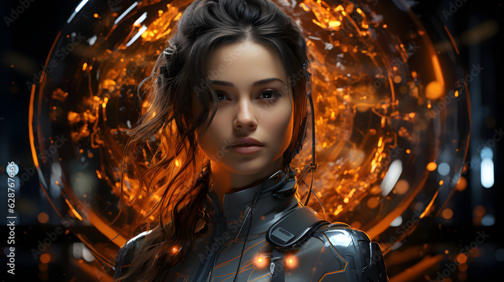 Design a futuristic, AI - powered cybersecurity superhero character ...