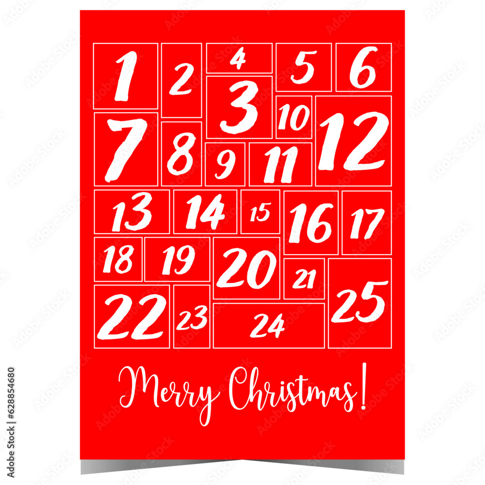 Vektor Christmas Advent calendar with dates from 1 to 25 to count the ...