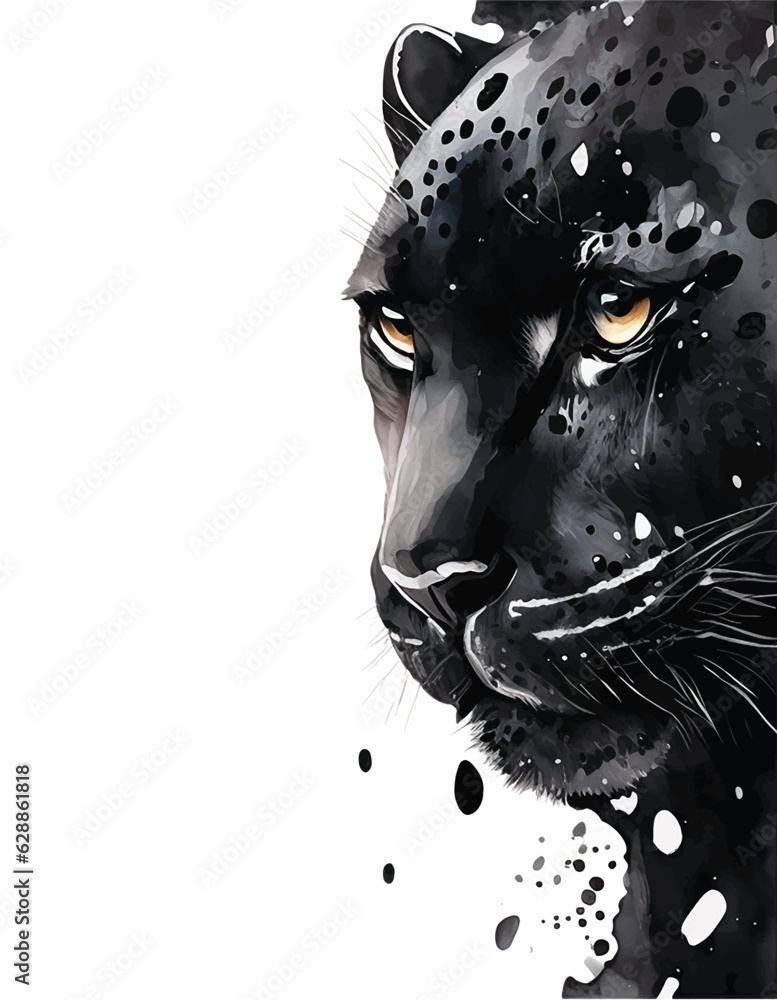 Black Panther Banner Watercolor Paint Stock Vector | Adobe Stock