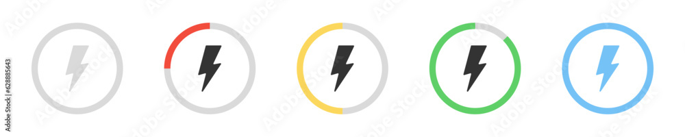 Battery charge icon set. Vector battery charging indicator icons ...
