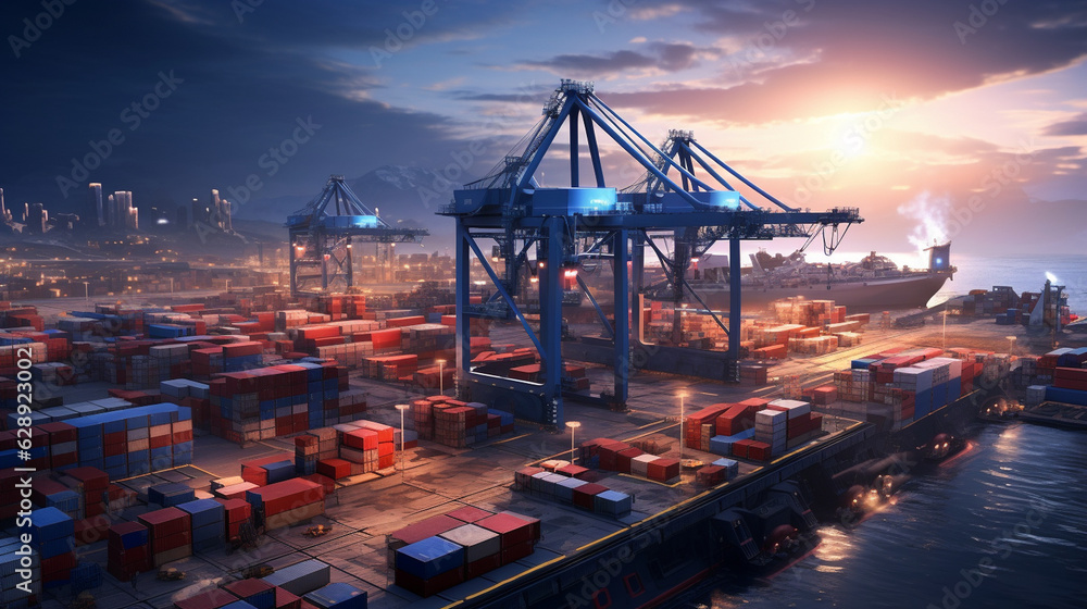 Design a state-of-the-art cargo container terminal with towering ... Design a state-of-the-art cargo container terminal with towering ...