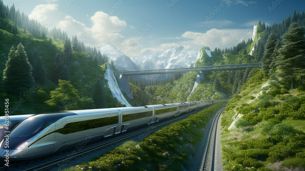 Ilustración de Stock Create a high-speed cargo rail network with maglev ...