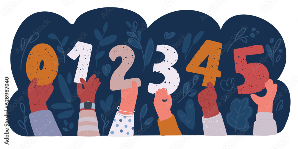 Stock-Vektorgrafik „Cartoon vector illustration of hands one, two ...