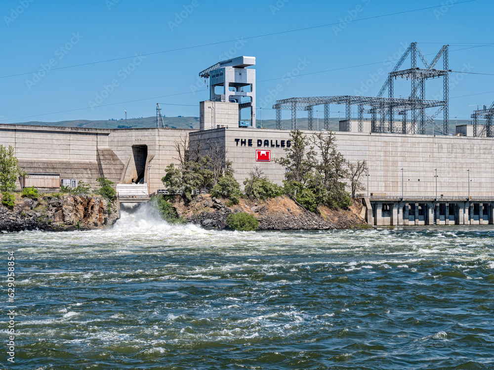 The Dalles, Oregon, USA - May 20, 2023: Water flows through the ...