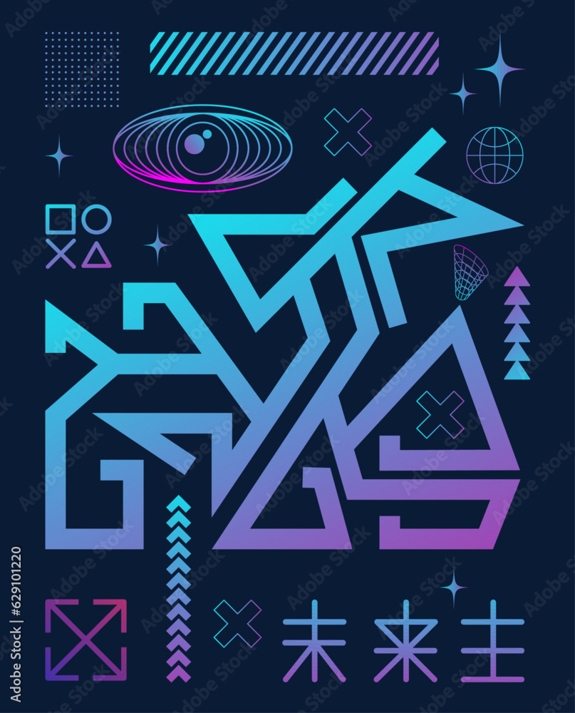 Geometric wireframe shapes and grids in neon purple. Abstract backgrounds, patterns, cyberpunk ...