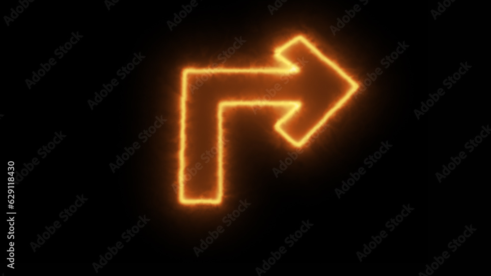 Traffic right red neon signs, Turn right, arrow direction symbol ...