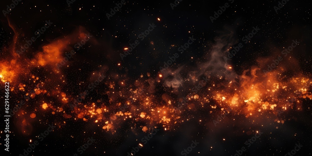 Fire embers particles over black background. Fire sparks background ...