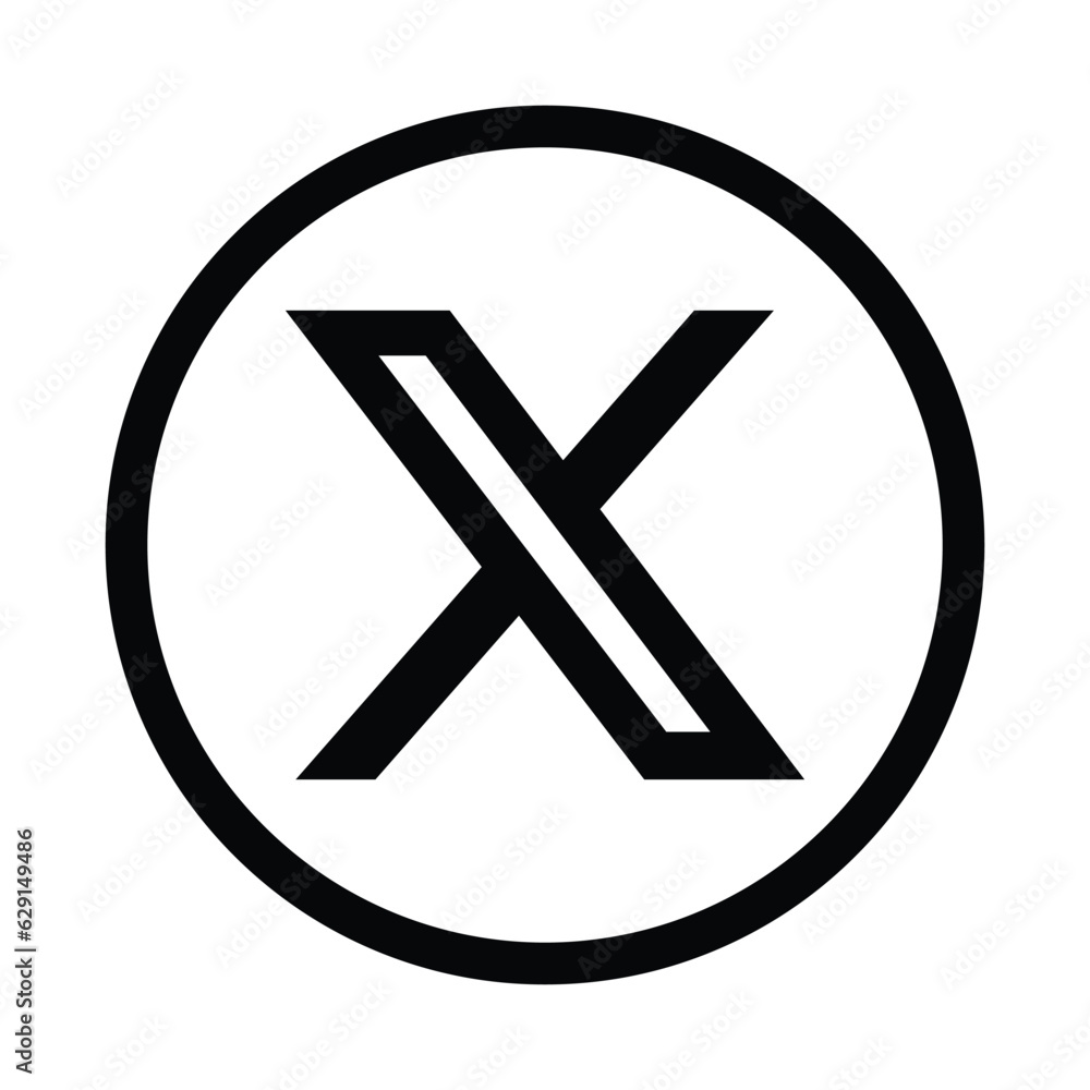 X Social Media Platform logo icon vector on circle icon background ...