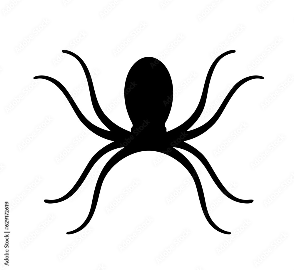 Vector isolated one single simple symmetrical octopus with eight ...