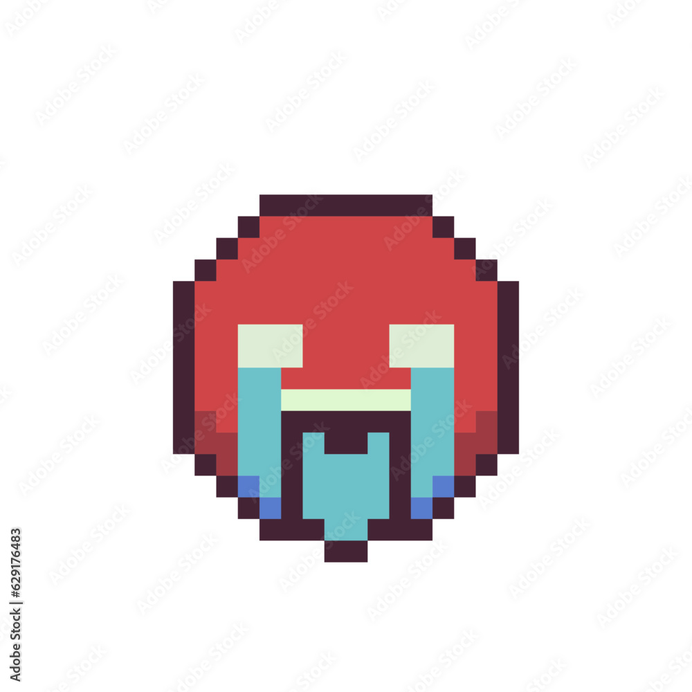 Crying expression. Smiley emoticons cute face. Pixel art icon. Cartoon ...