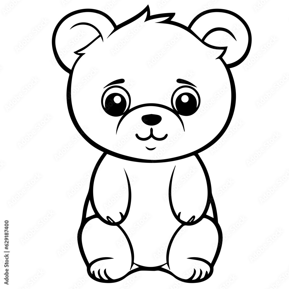 baby bear coloring page drawing Stock Vector | Adobe Stock