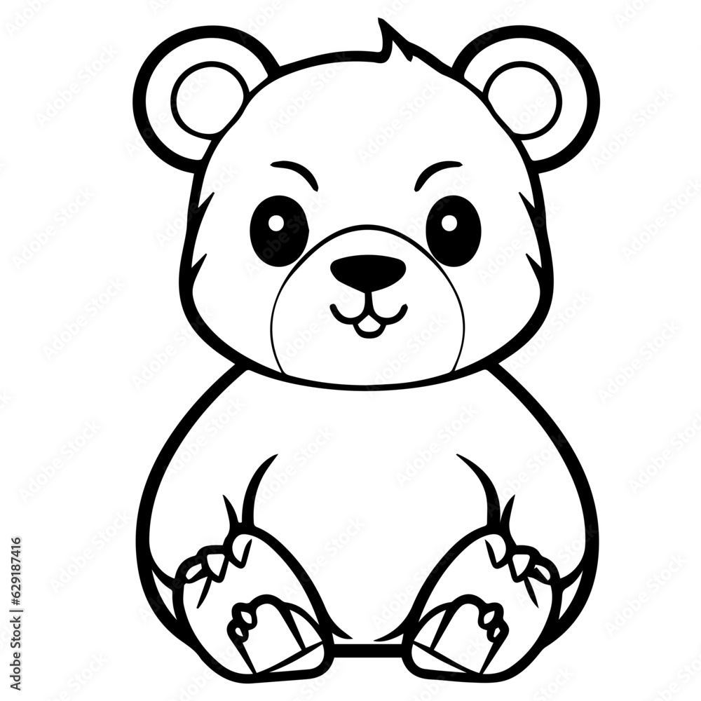 baby bear coloring page drawing Stock Vector | Adobe Stock