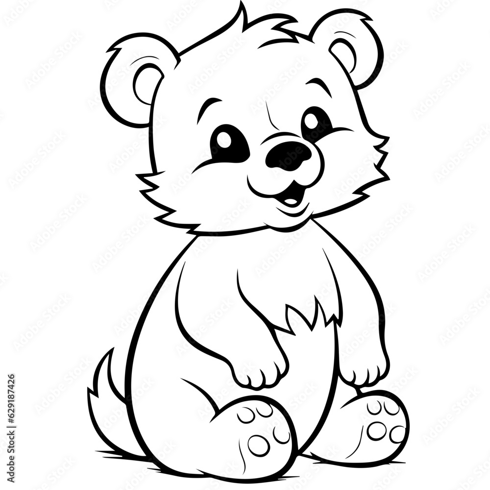 baby bear coloring page drawing Stock Vector | Adobe Stock