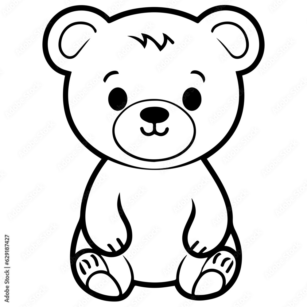 baby bear coloring page drawing Stock Vector | Adobe Stock