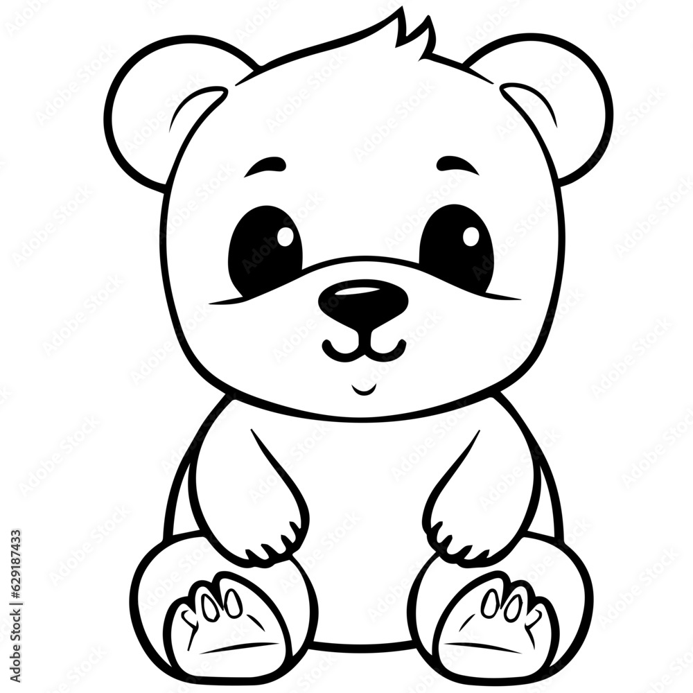 baby bear coloring page drawing Stock Vector | Adobe Stock