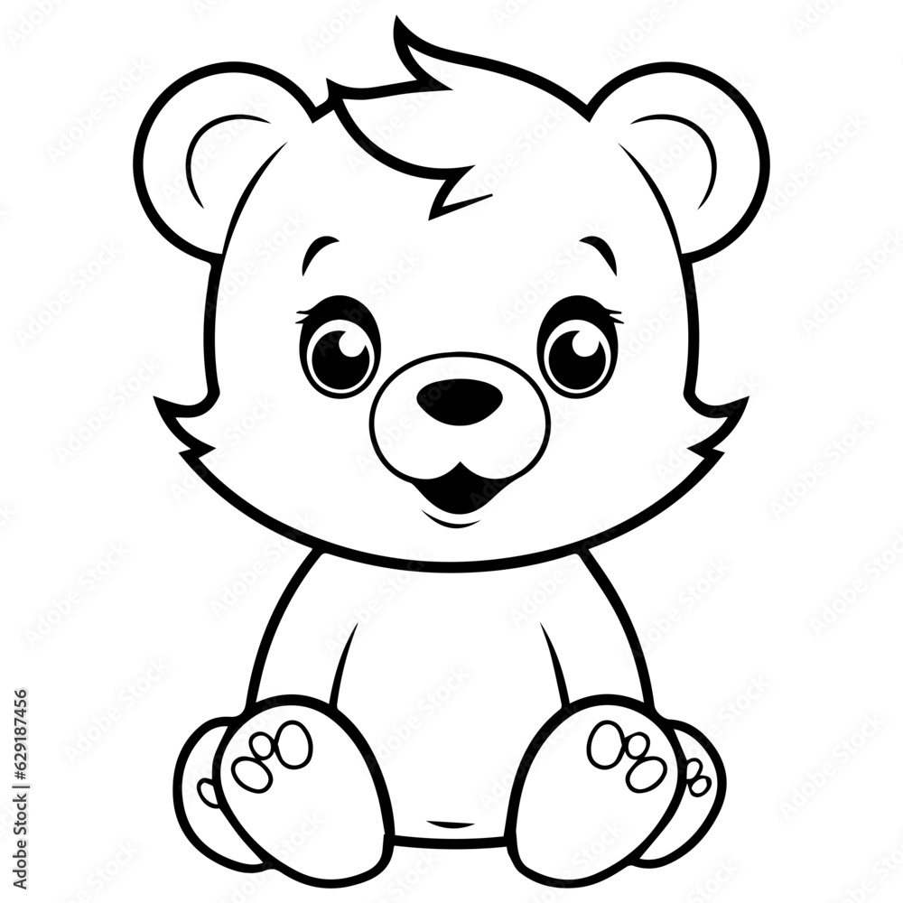 baby bear coloring page drawing Stock Vector | Adobe Stock