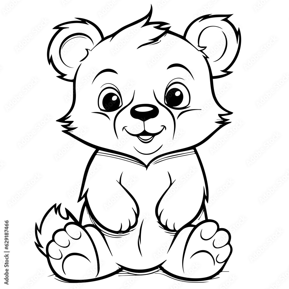 baby bear coloring page drawing Stock Vector | Adobe Stock