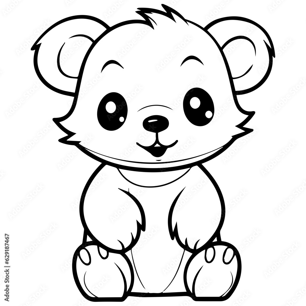 baby bear coloring page drawing Stock Vector | Adobe Stock