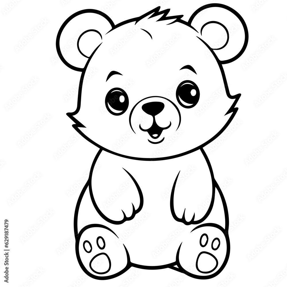 baby bear coloring page drawing Stock Vector | Adobe Stock