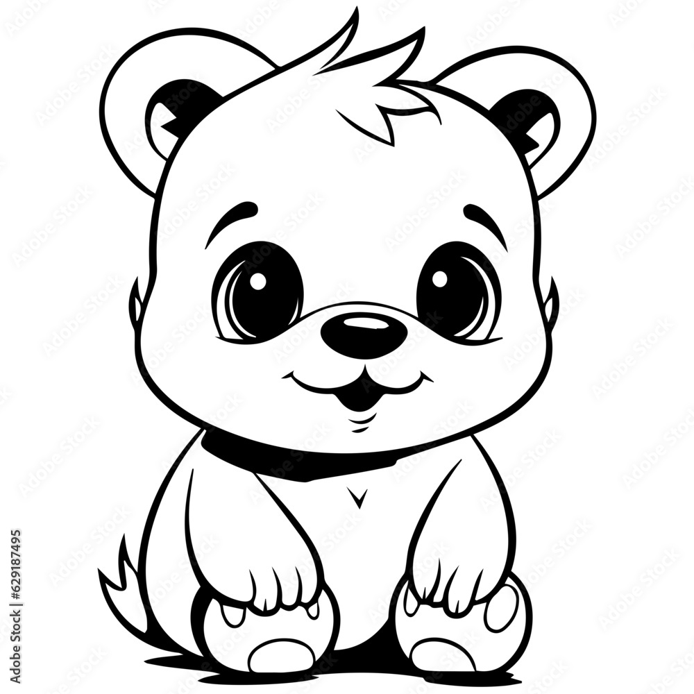 baby bear coloring page drawing Stock Vector | Adobe Stock