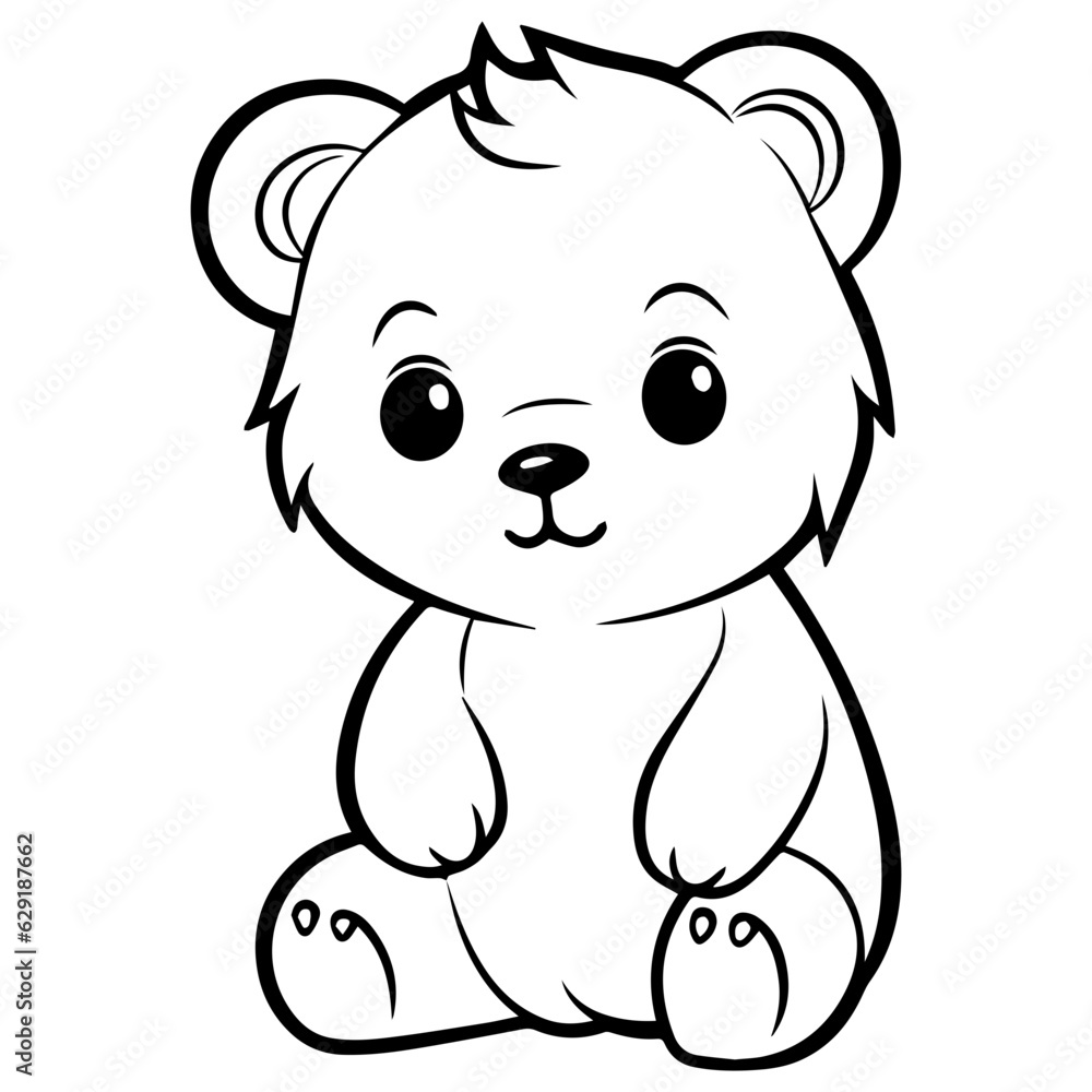 baby bear coloring page drawing Stock Vector | Adobe Stock
