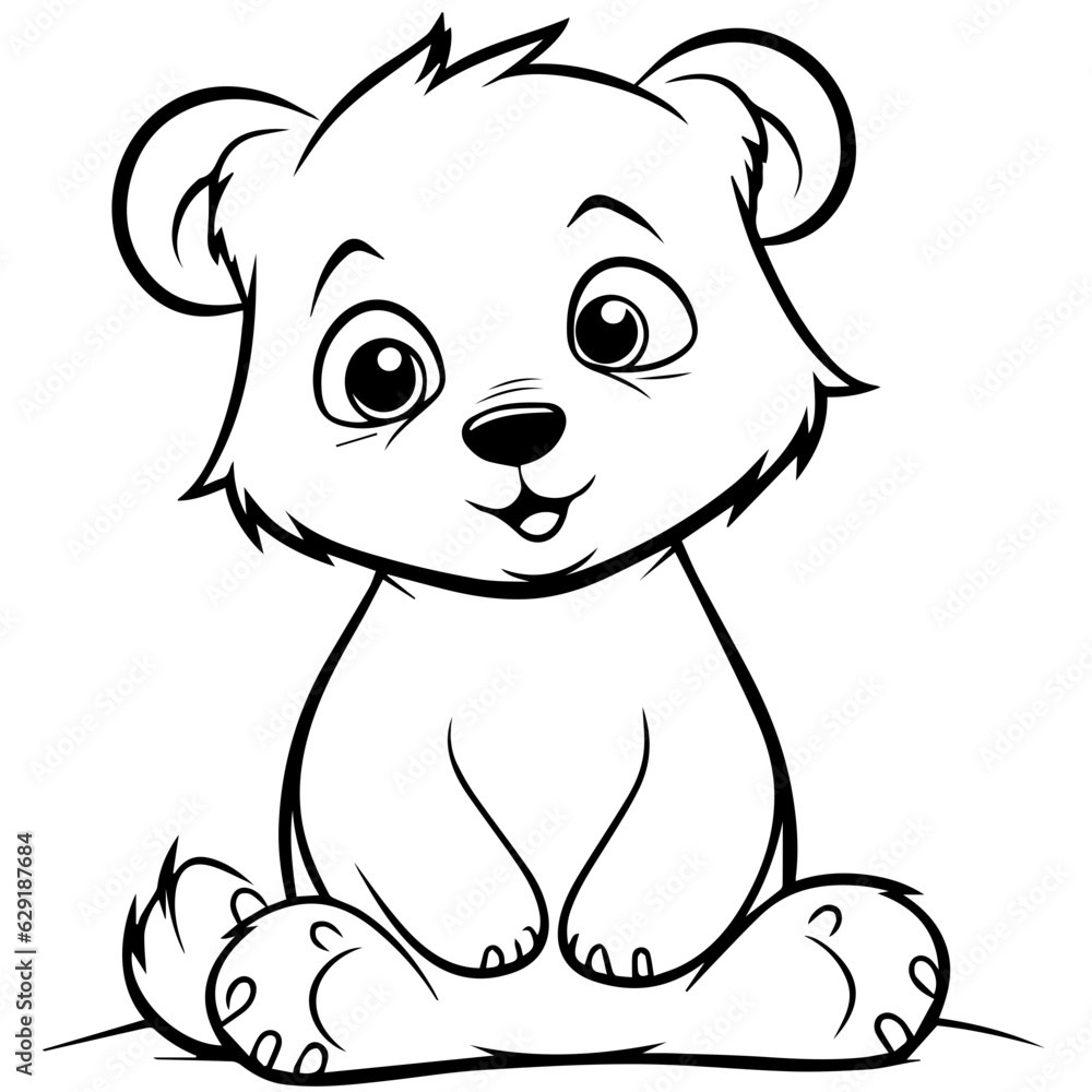 baby bear coloring page drawing Stock Vector | Adobe Stock
