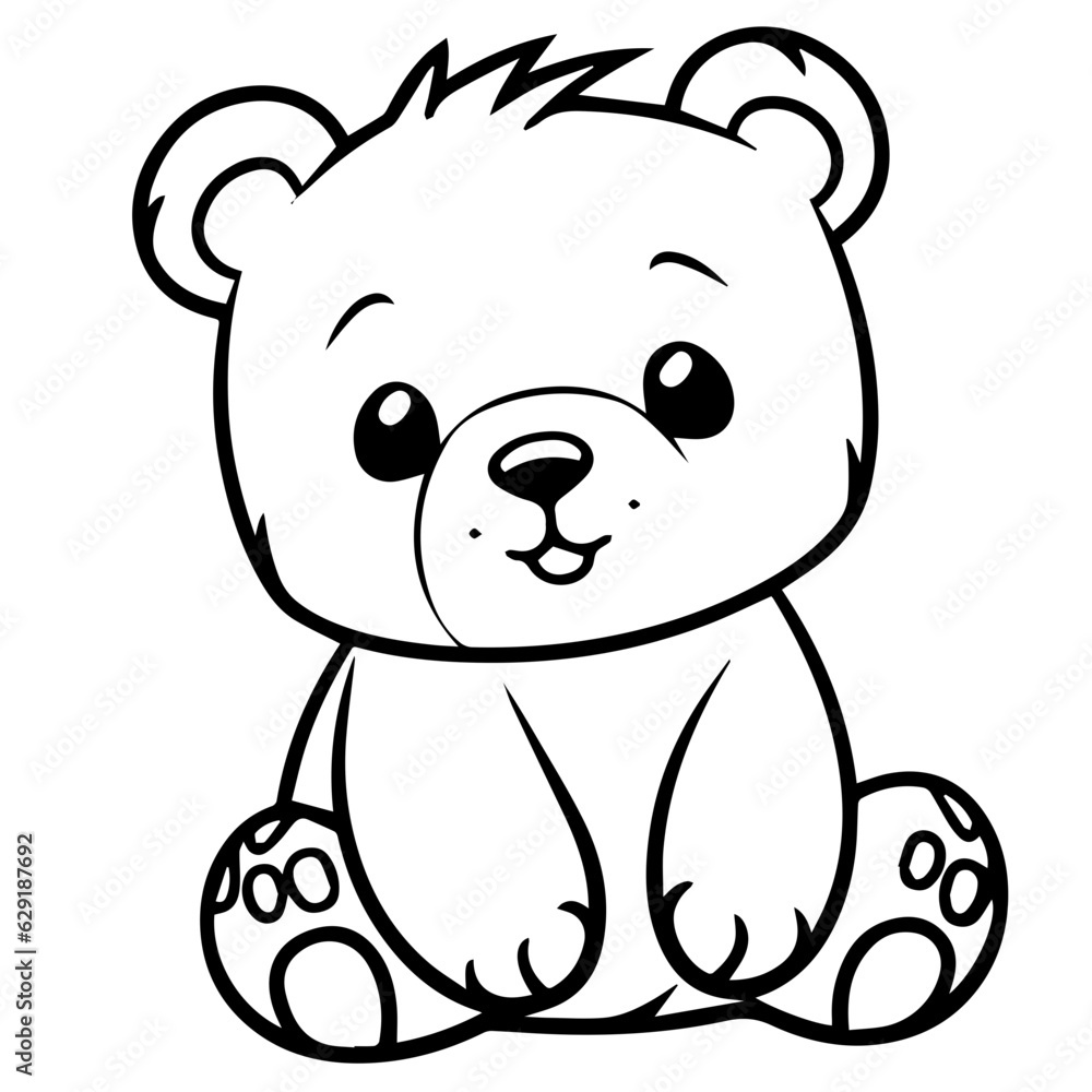 baby bear coloring page drawing Stock Vector | Adobe Stock