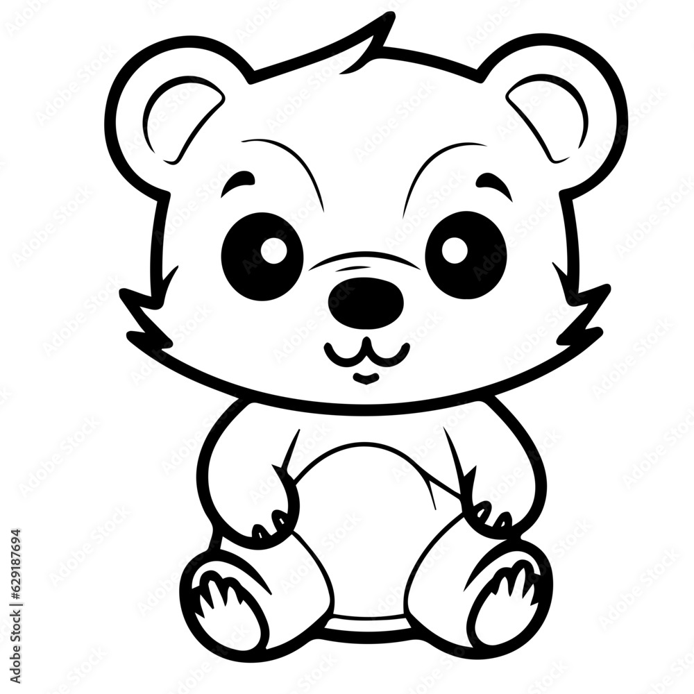 baby bear coloring page drawing Stock Vector | Adobe Stock