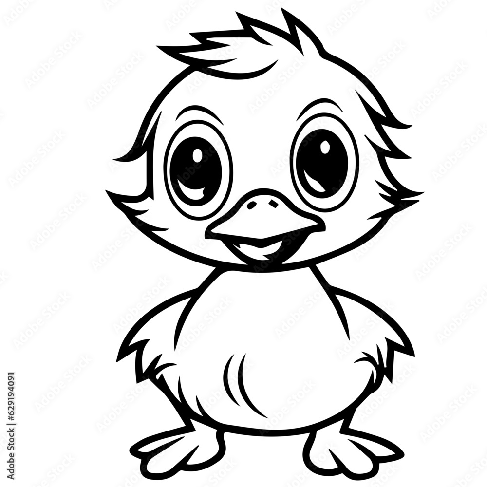 Coloring Page Outline of cartoon duckling Stock Vector | Adobe Stock