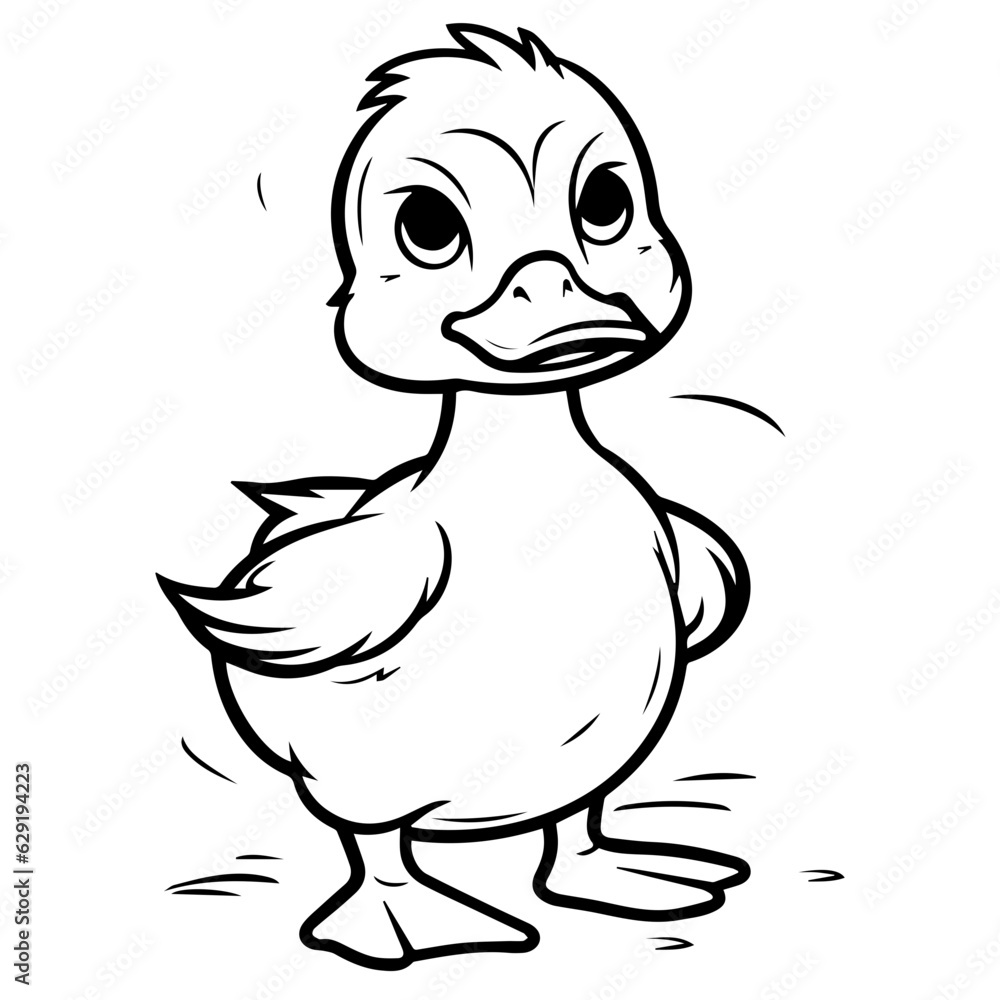 Coloring Page Outline of cartoon duckling Stock Vector | Adobe Stock