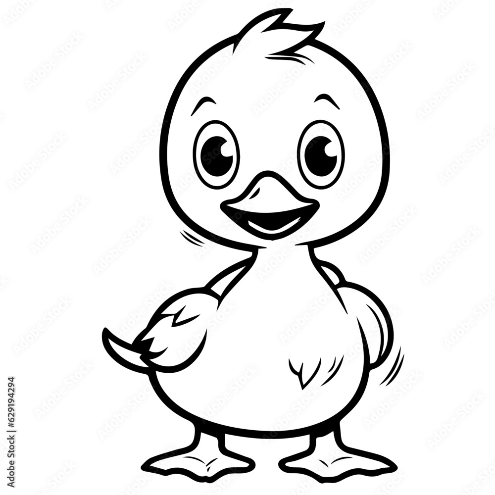 Coloring Page Outline of cartoon duckling Stock Vector | Adobe Stock
