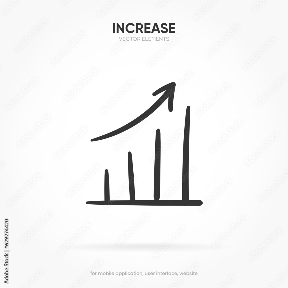 Financial analysis stats icon. Growing graph. Business chart. Growths ...