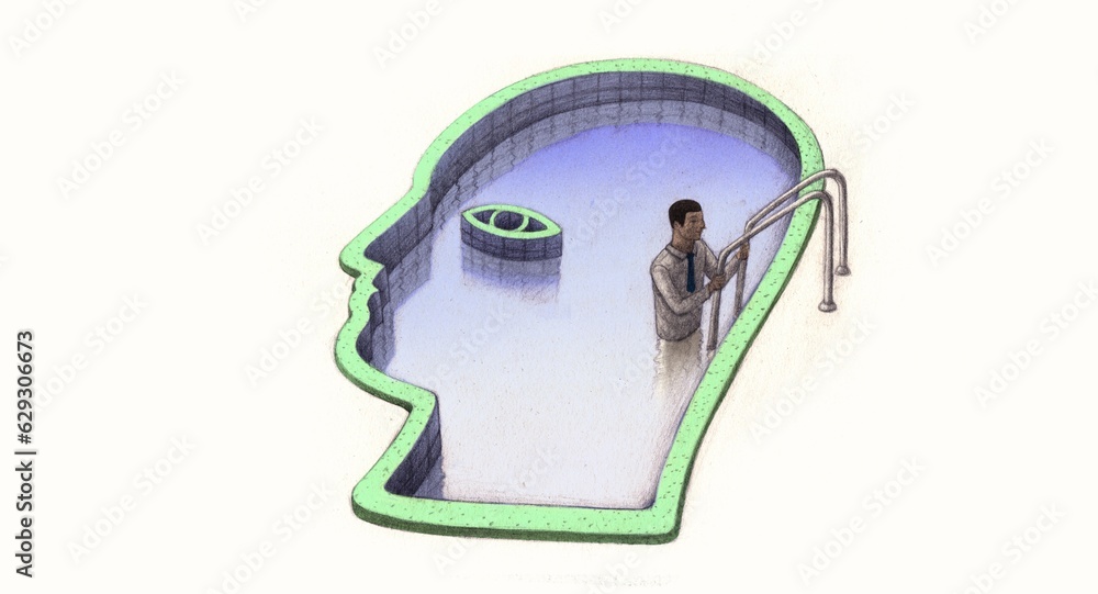 Mental health, Conceptual artwork. Concept art of mild, brain ...