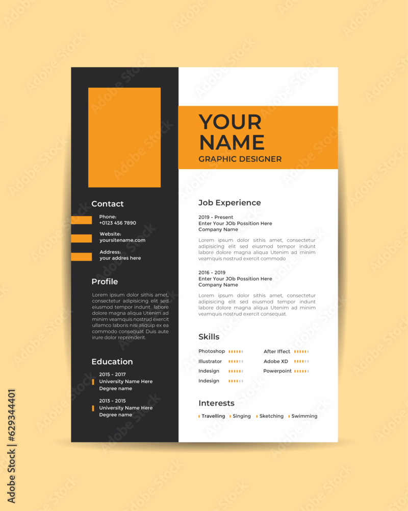 Free vector minimalist cv template with photo space,Professional ...