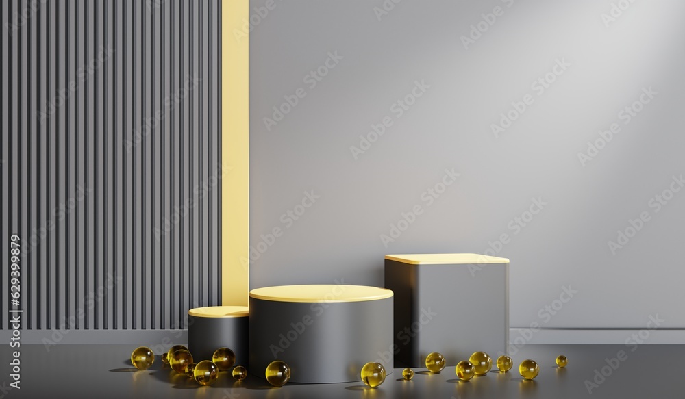 Step podiums on Gray background. Abstract minimal scene with ...