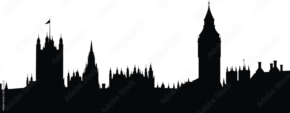 London Big Ben Skyline Silhouette Stock Vector | Adobe Stock