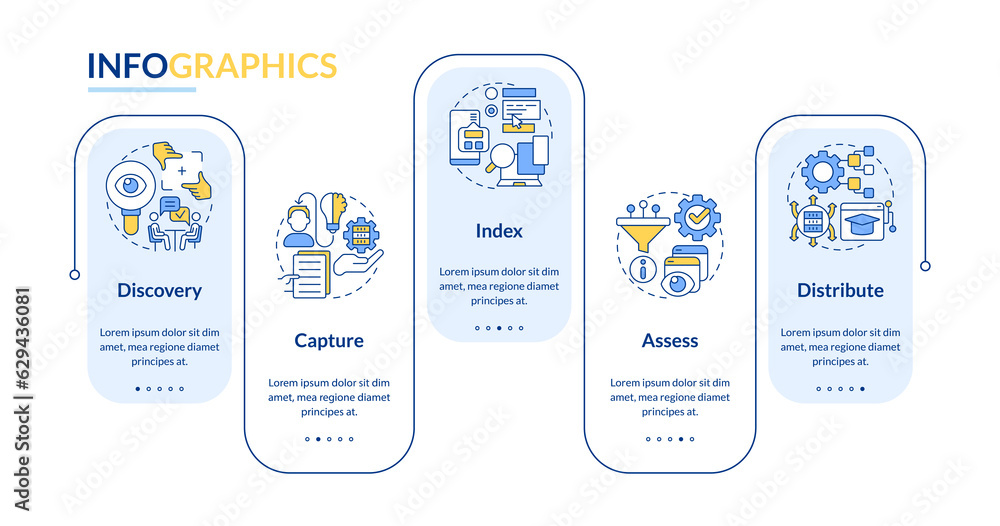 2D knowledge management vector infographics template, data ...