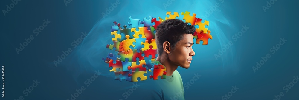Man with a puzzle brain. Concept for thinking, neurodiversity ...