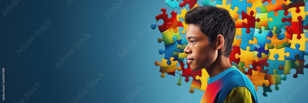 Man with a puzzle brain. Concept for thinking, neurodiversity ...