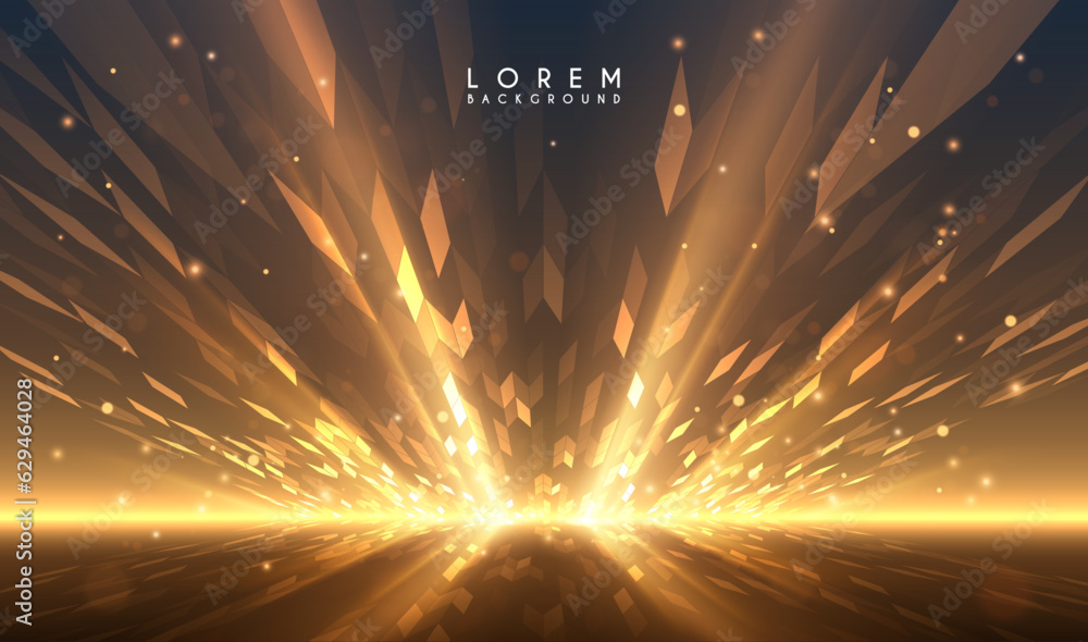 Golden light rays effect with geometric shapes Stock Vector | Adobe Stock