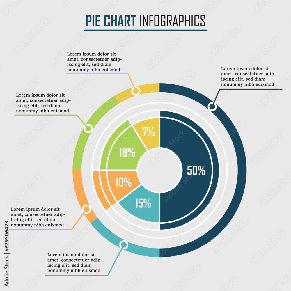 Pie chart icon vector illustration. Diagram on isolated background. Infographic sign concept ...