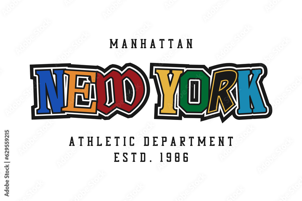 New York t-shirt design with various letters. New York, Manhattan tee ...