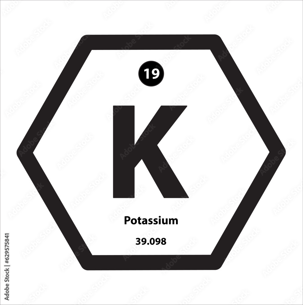 Icon structure Potassium (K) chemical element round shape circle black ...