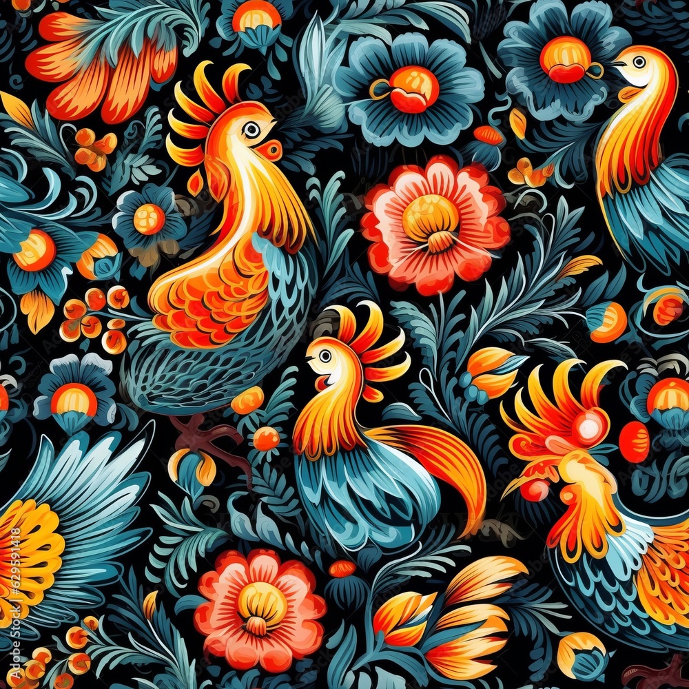 Petrikovskaya painting Ukrainian style. Creativity ink painted design ...