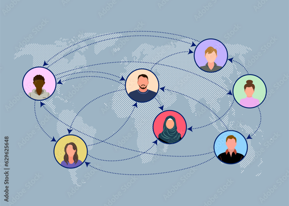 Global communication concept around the world, remote work. The diagram ...