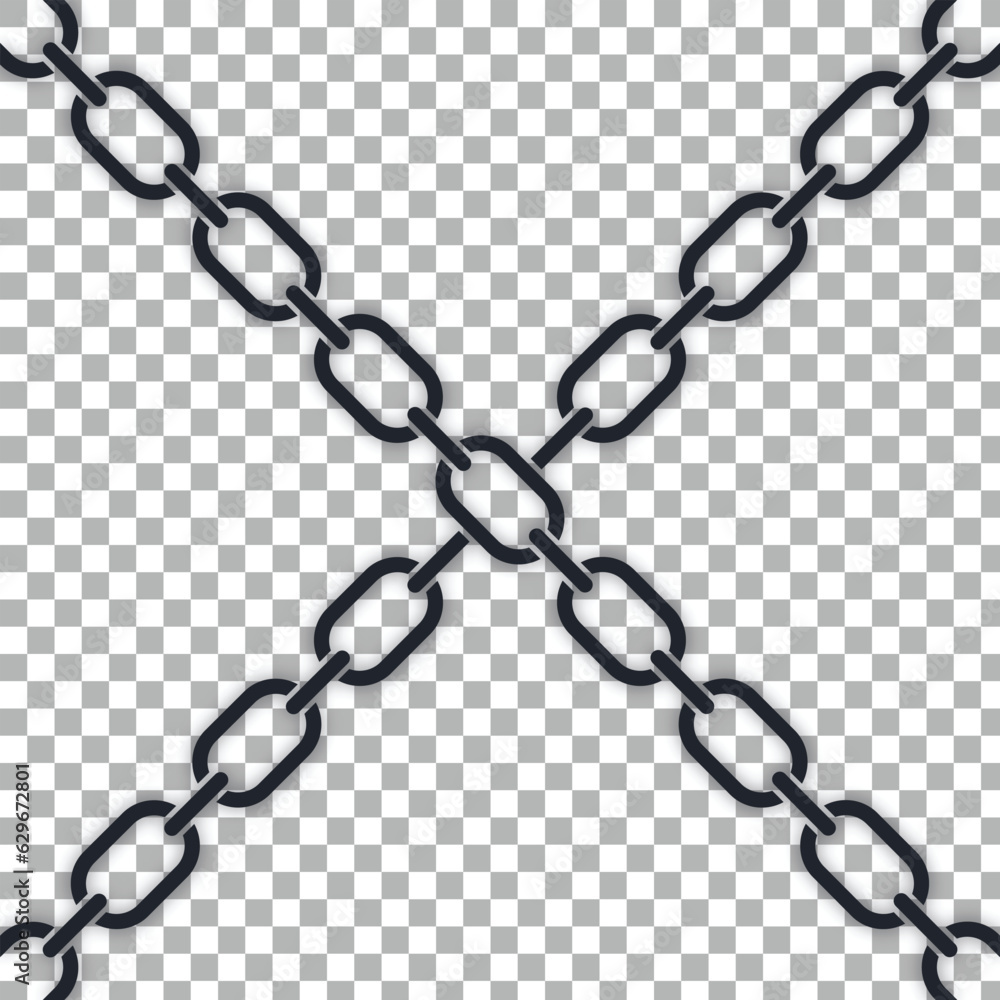 Minimalistic across chains with shadows on transparent background ...