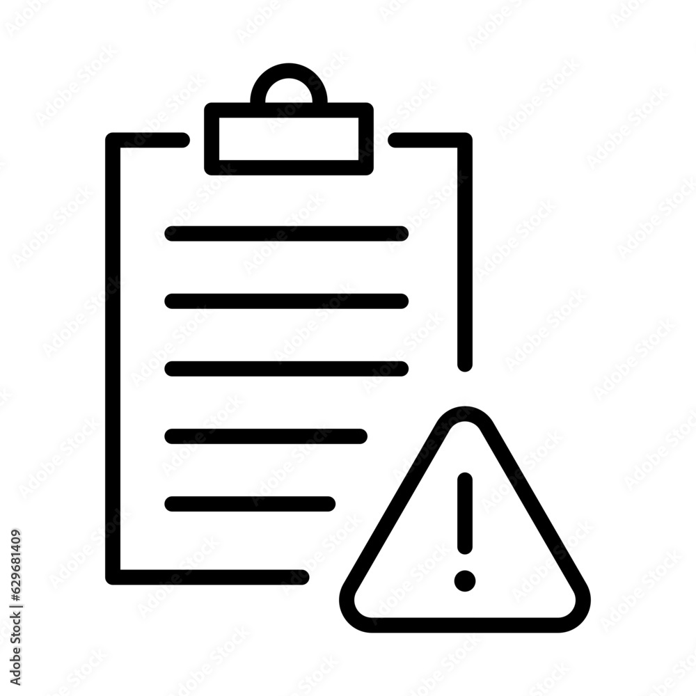 Black single data error line icon, simple outline failed office clip ...